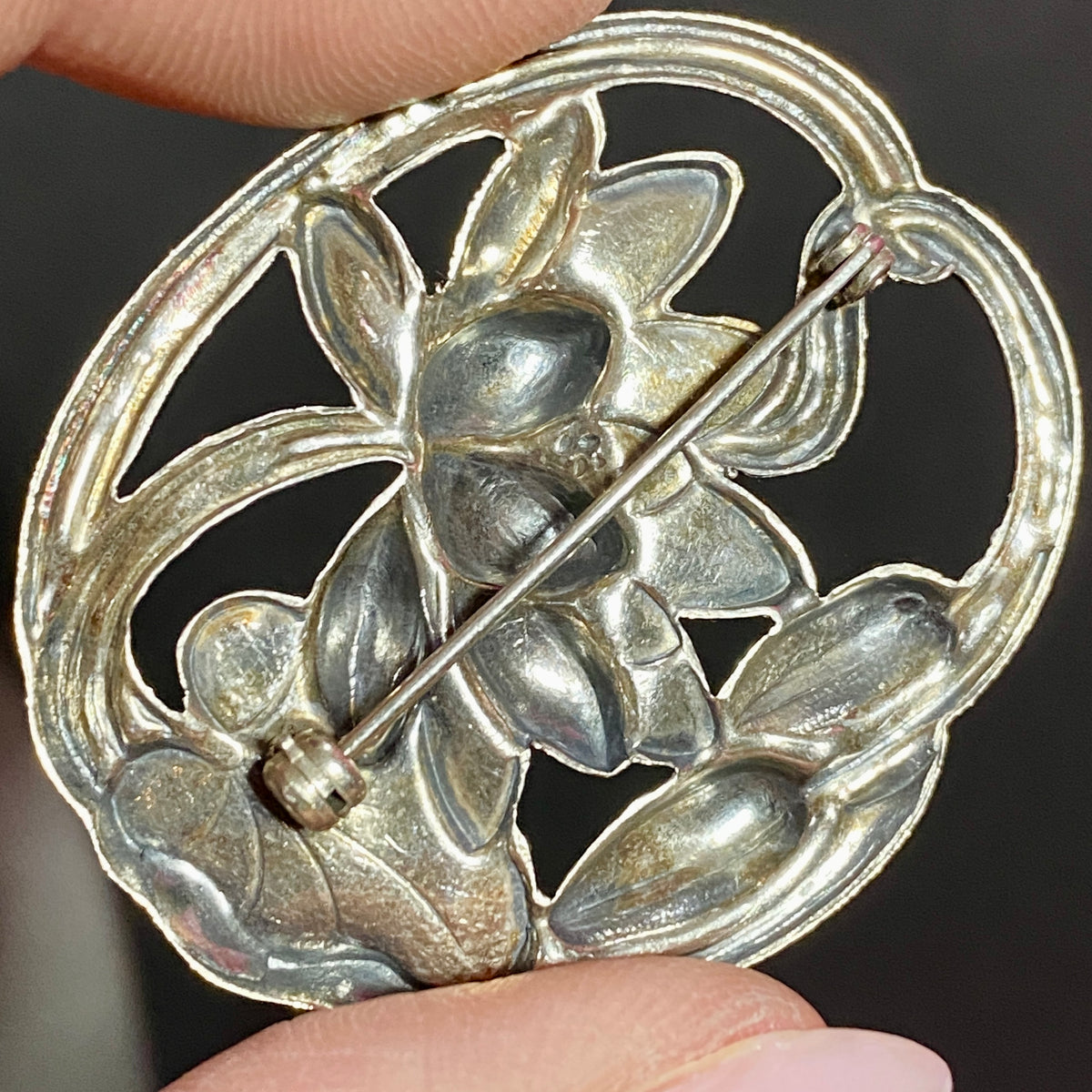 Sterling Lotus Pin Circa 1940 – Hudson Vintage
